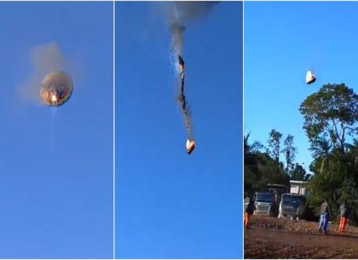 Horror en el aire: un globo aerostático ardió en llamas en Brasil y ...