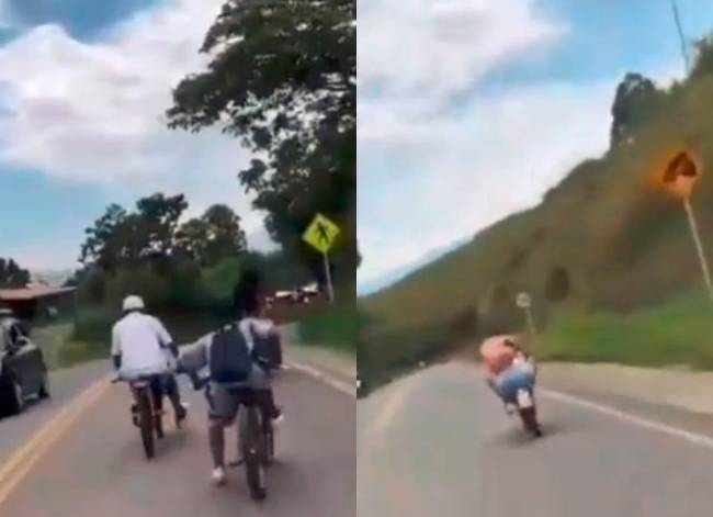 Jóvenes que practicaban Gravity Bike en vía del Cauca terminaron grabando su propia muerte
