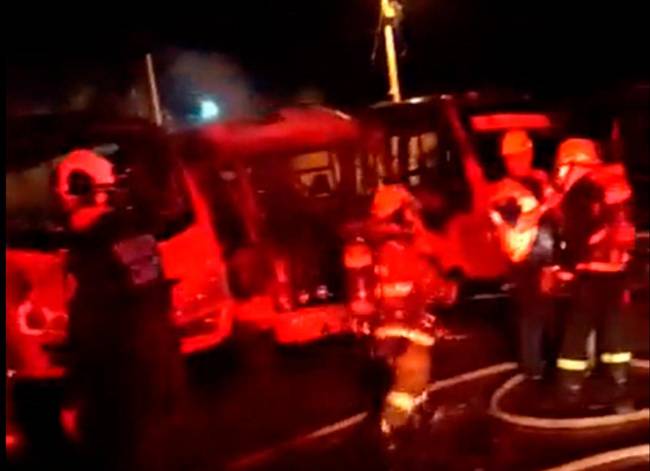 Cuatro buses fueron quemados en Tuluá