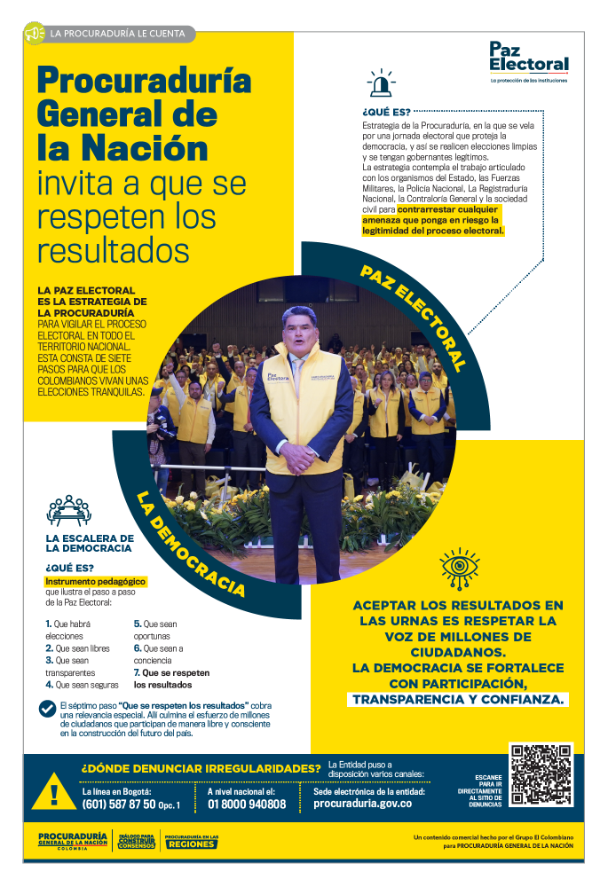 Procuraduría General de la Nación invita a que se respeten los resultados