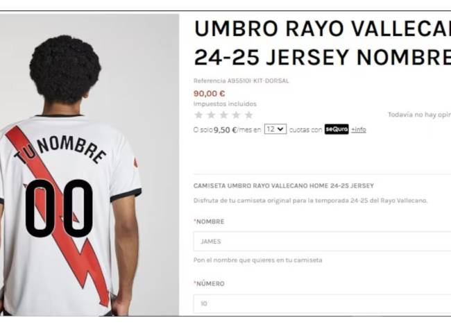 Esto cuesta la camiseta de James Rodríguez en el Rayo Vallecano para ...
