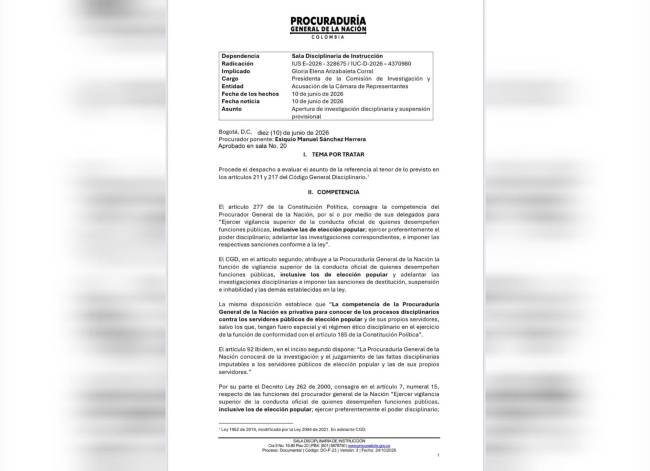 Procuraduría suspende a Gloria Arizabaleta, representante que ordenó ...