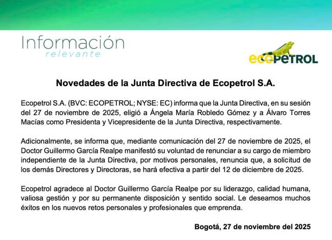Ecopetrol renueva su cúpula: Ángela Robledo es la nueva presidenta y ...
