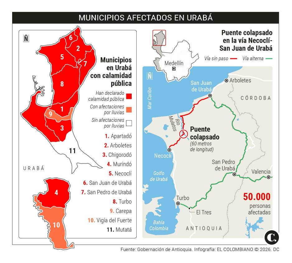 Urabá está bajo el agua: hay ocho municipios con calamidad pública por ...