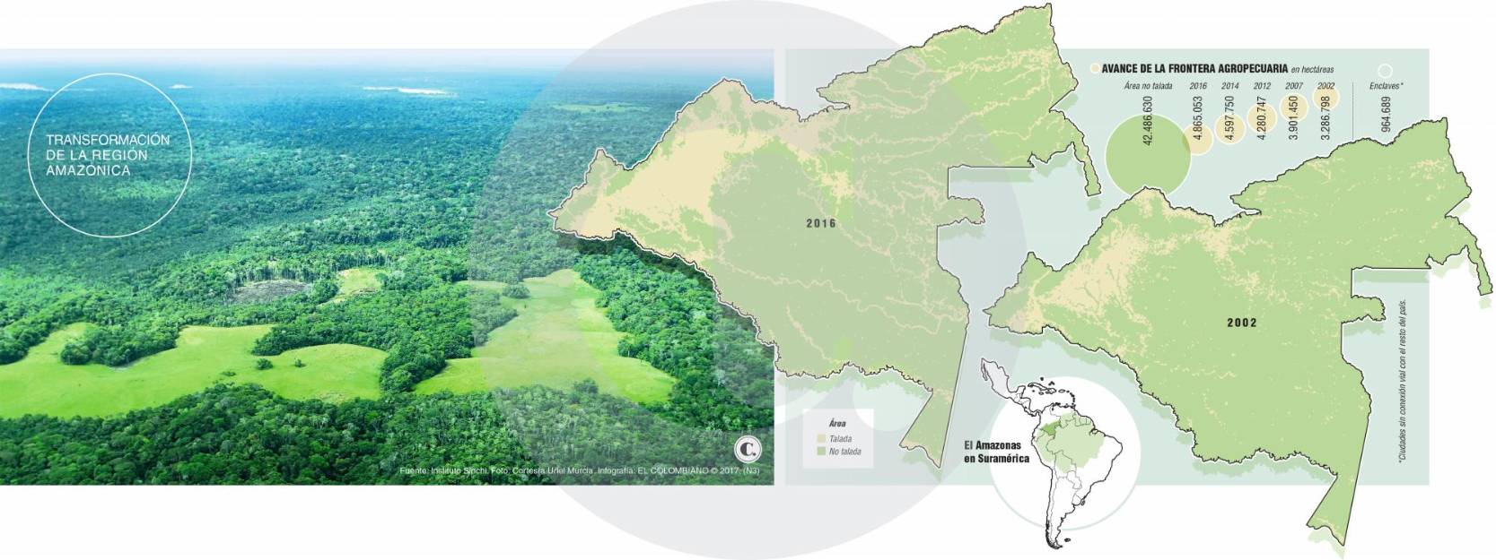 La selva talada en Amazonia es equivalente al área del Chocó